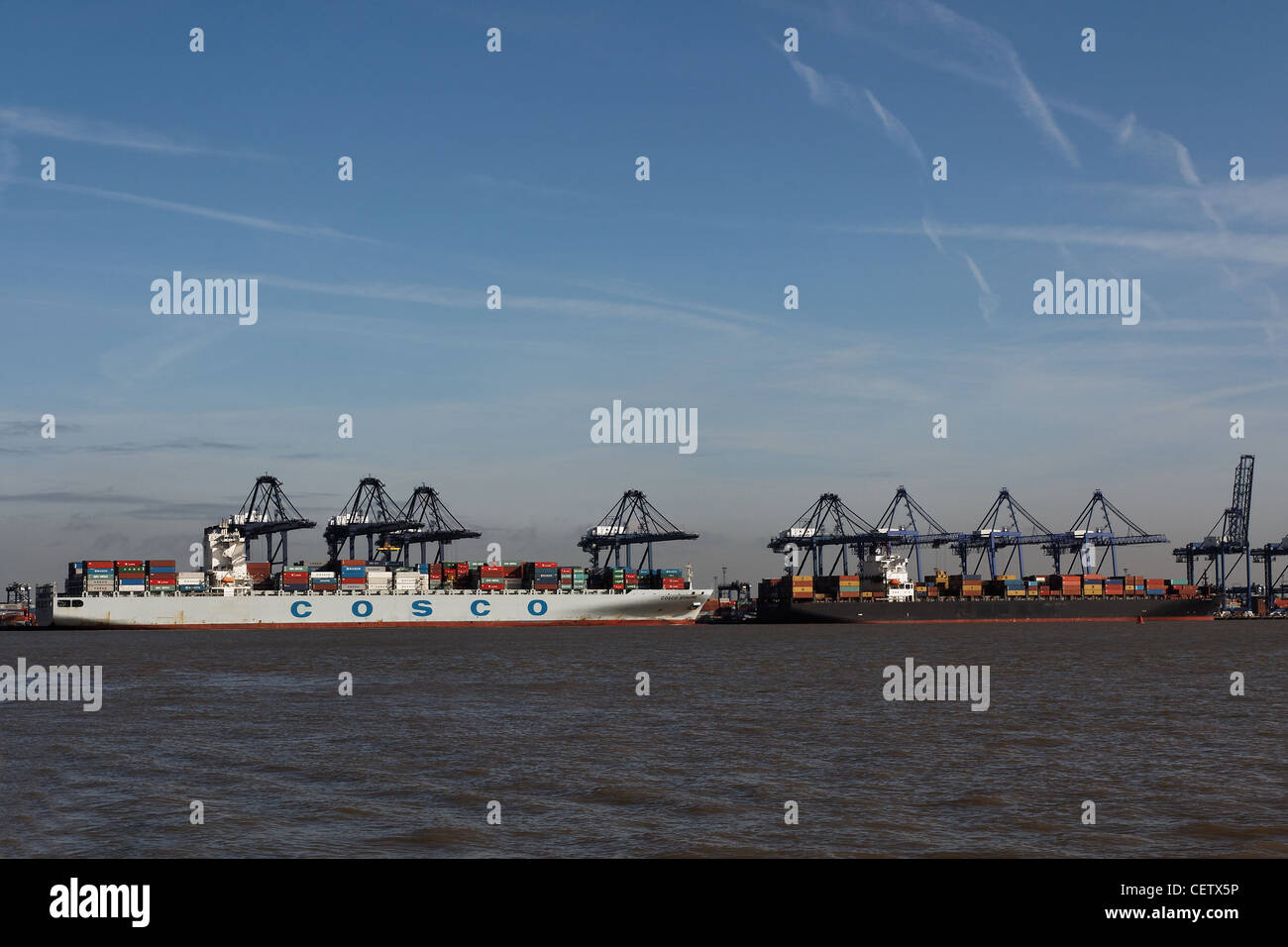 Shipping in Felixstowe Container Terminal in Suffolk,UK - the largest ...