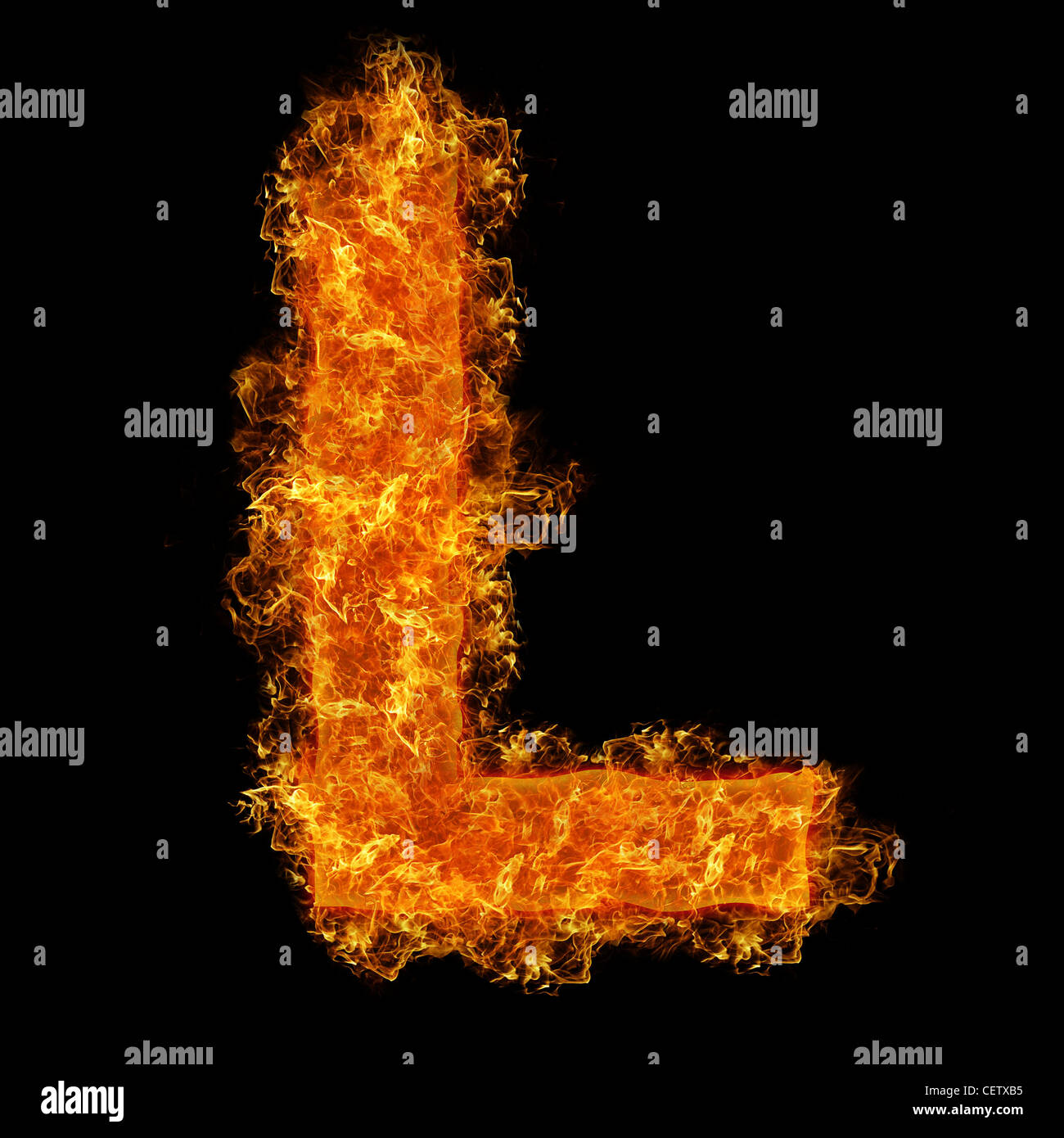 Fire letter L on a black background Stock Photo - Alamy