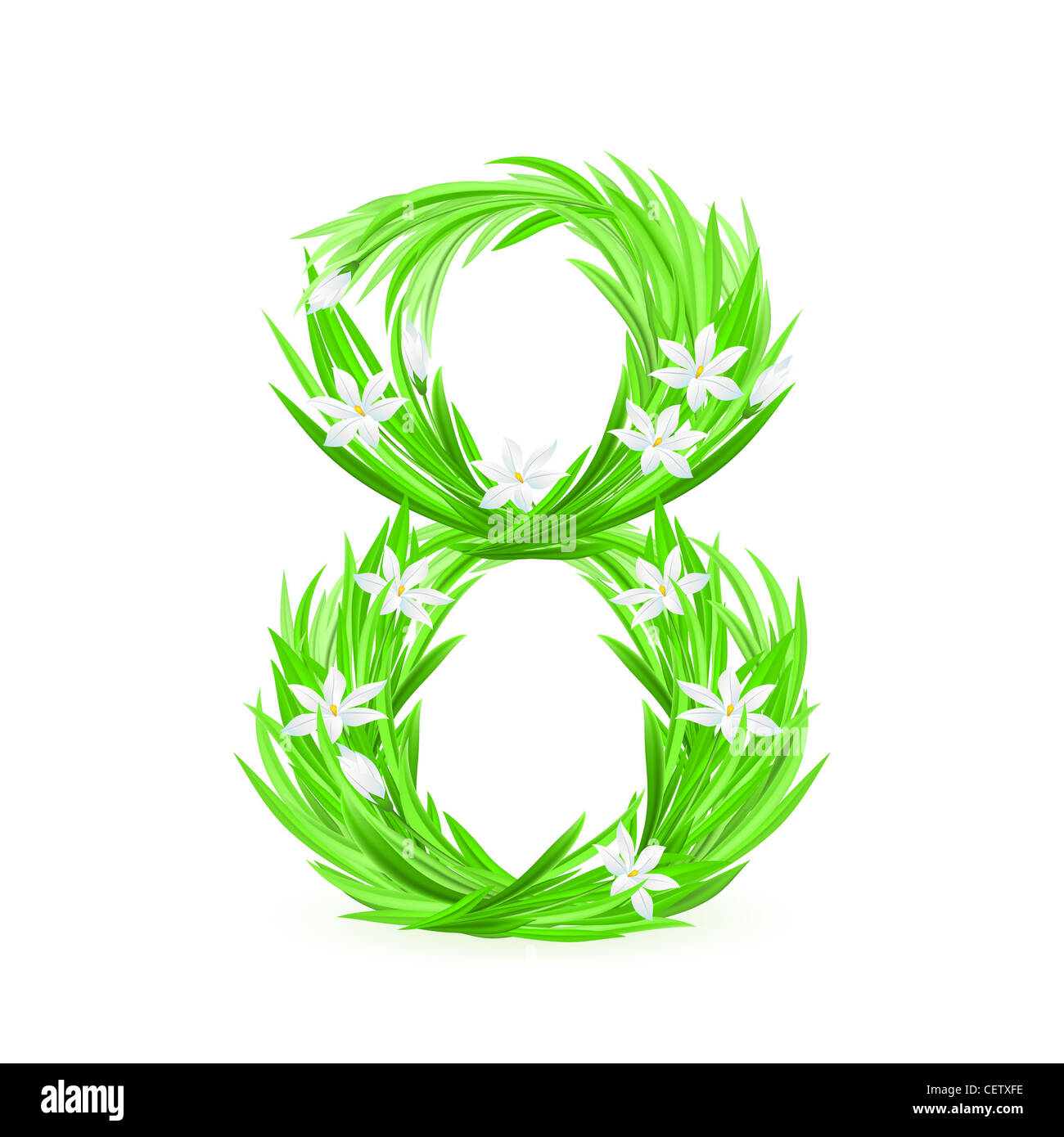 One alphabet symbol of spring flowers - digit eight. Illustration on ...