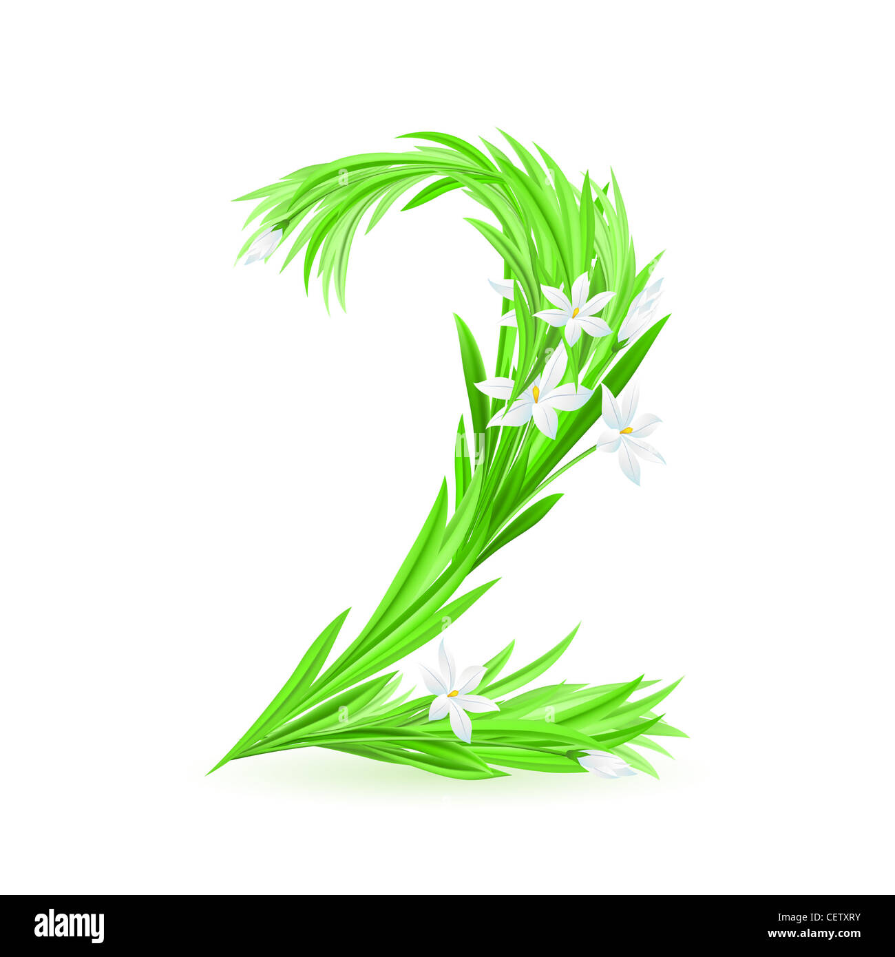 One alphabet symbol of spring flowers - digit two. Illustration on ...