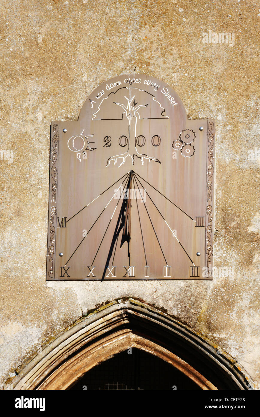 Sundial commemorating millennium 2000 over the porch of the Church of ...