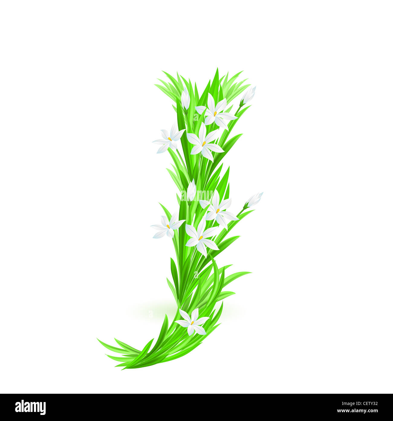 One letter of spring flowers alphabet - J. Illustration on white ...