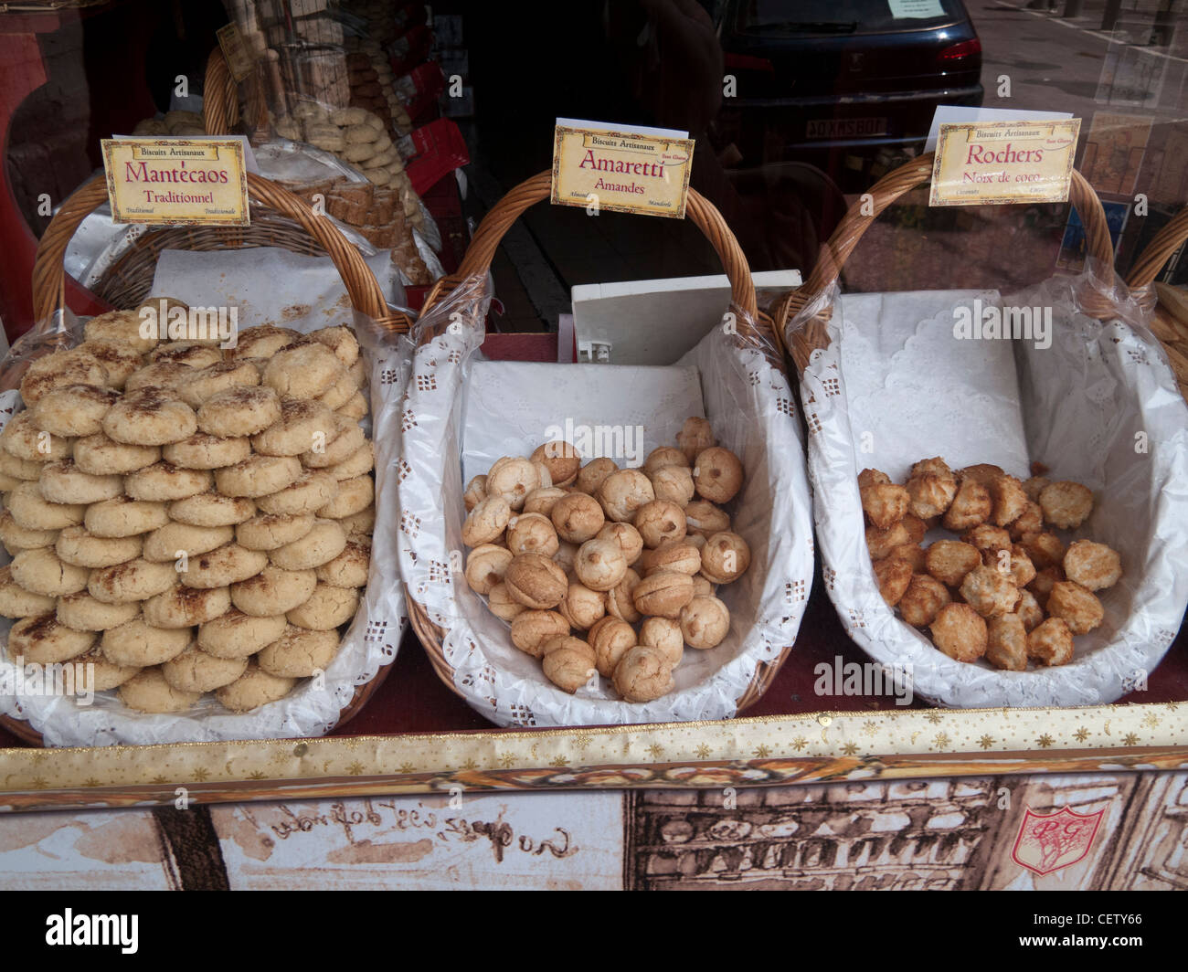 Traditional artisan biscuits on display in a bakery,Nice,Cote D'Azur ...
