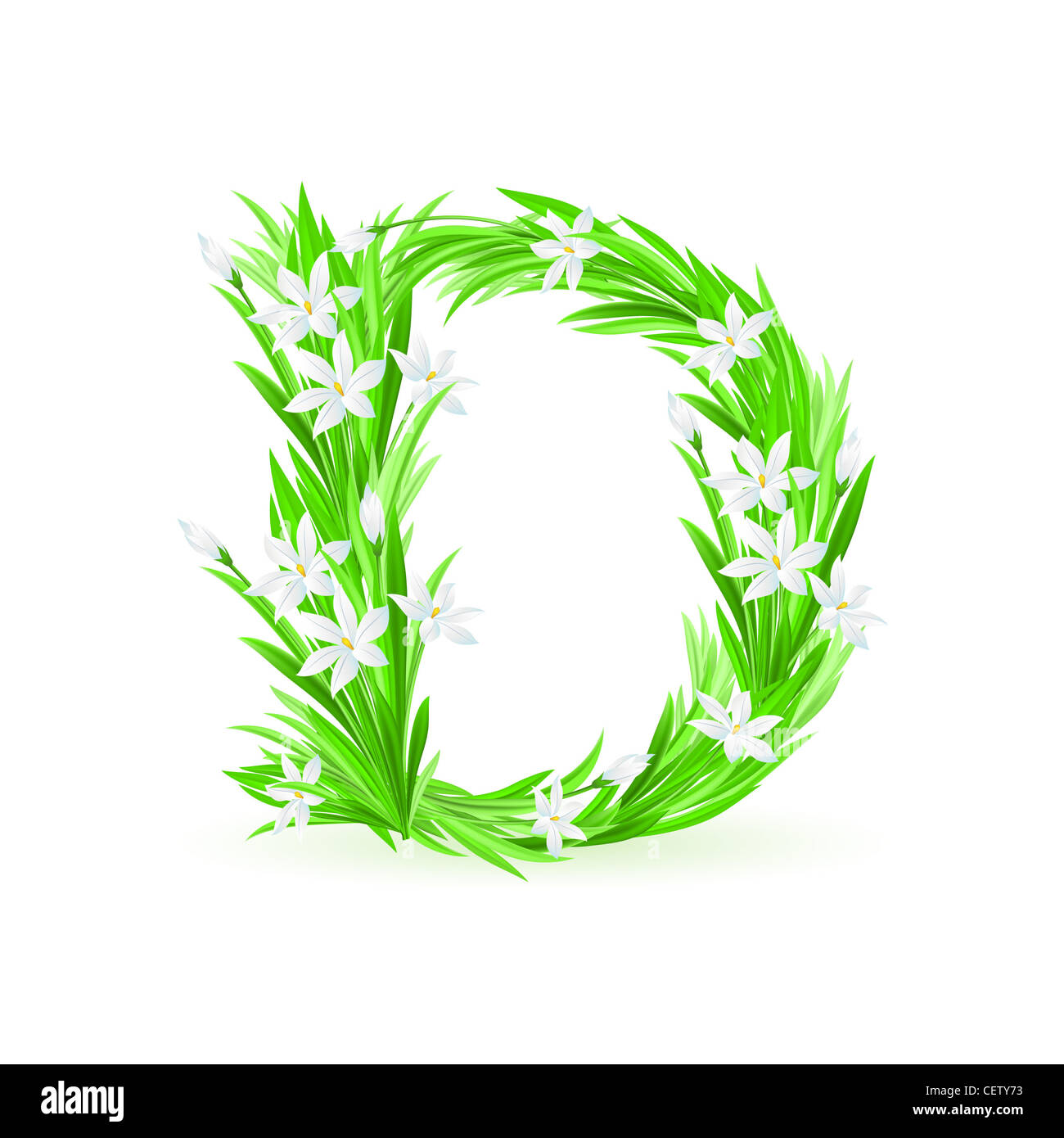 One letter of spring flowers alphabet - D. Illustration on white ...