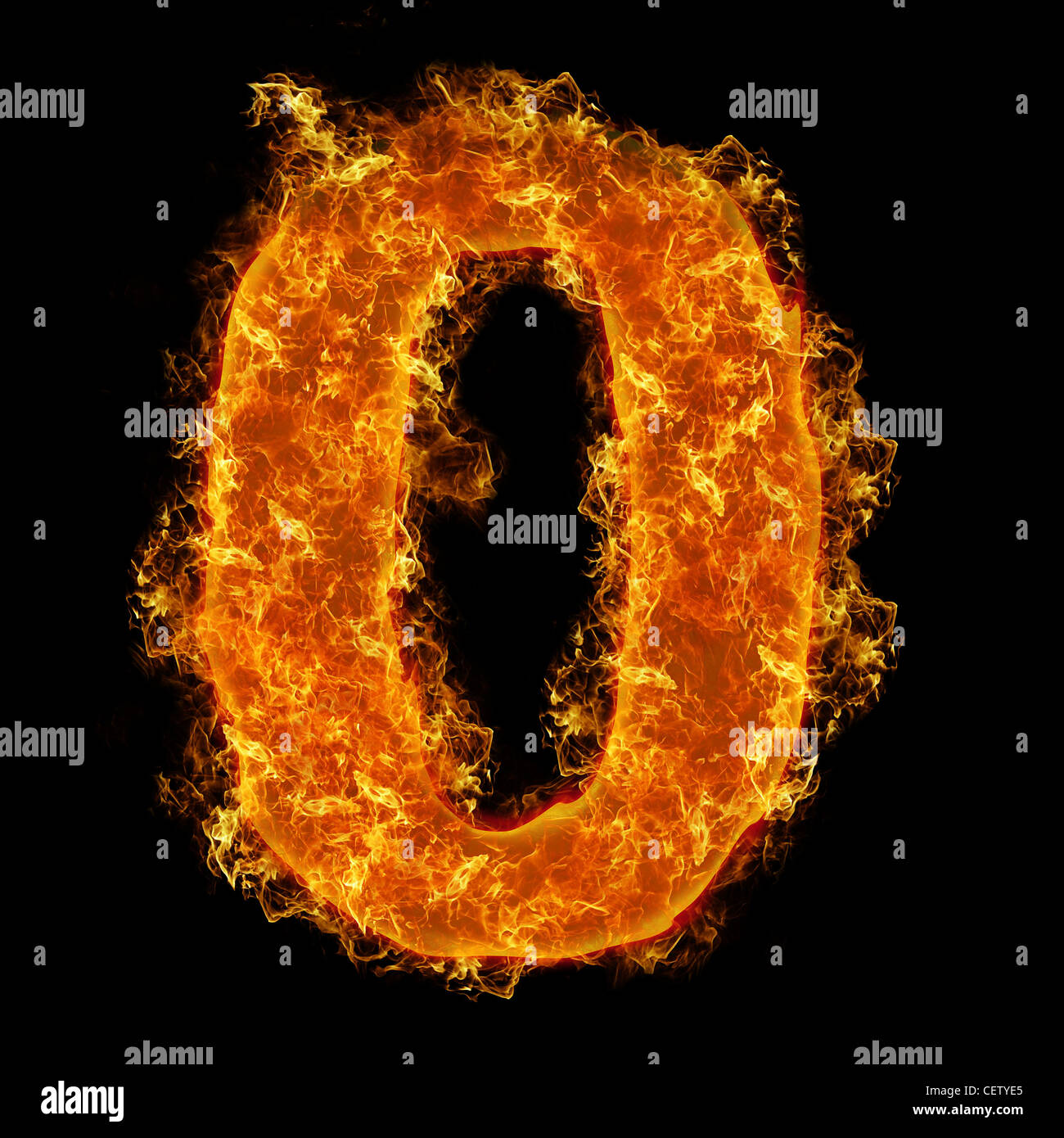 Fire number 0 on a black background Stock Photo - Alamy