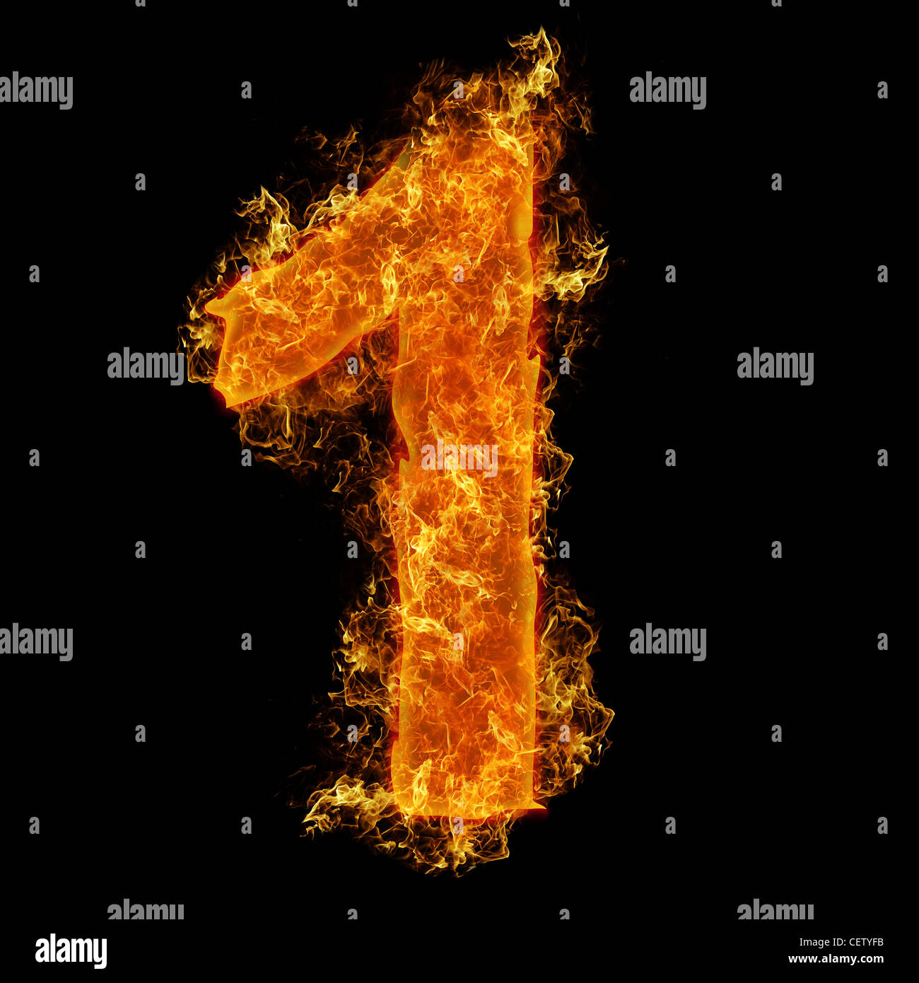 Fire number 1 on a black background Stock Photo - Alamy