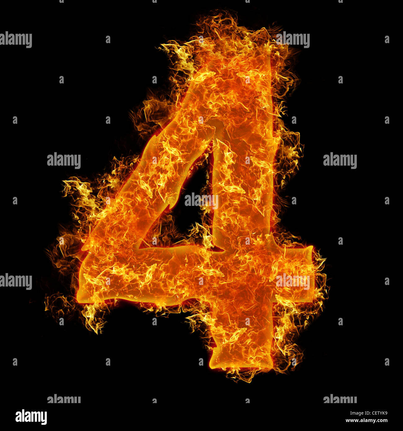 Fire number 4 on a black background Stock Photo - Alamy