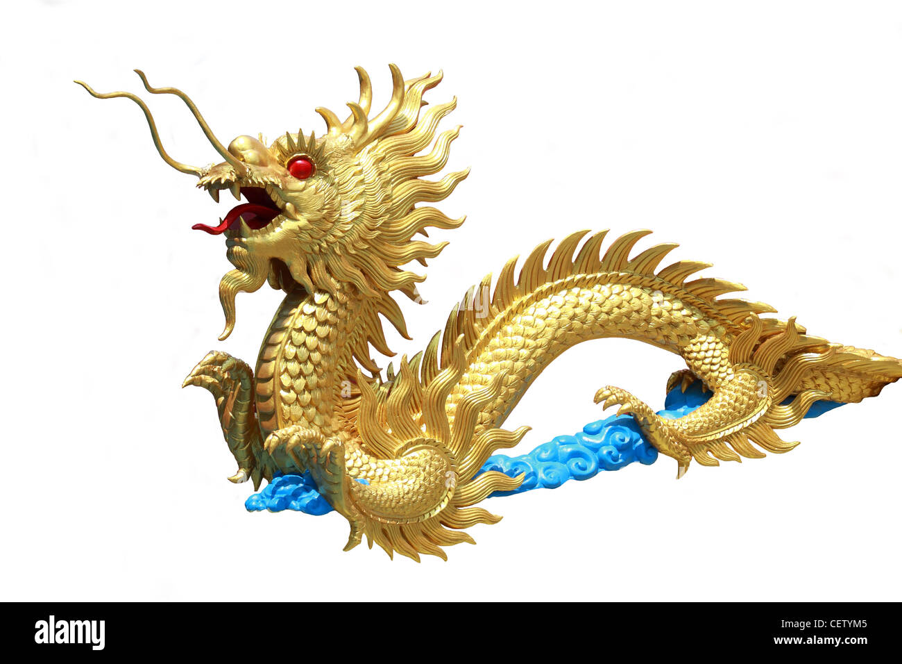 horizontal golden dragon statue with isolated background Stock Photo ...