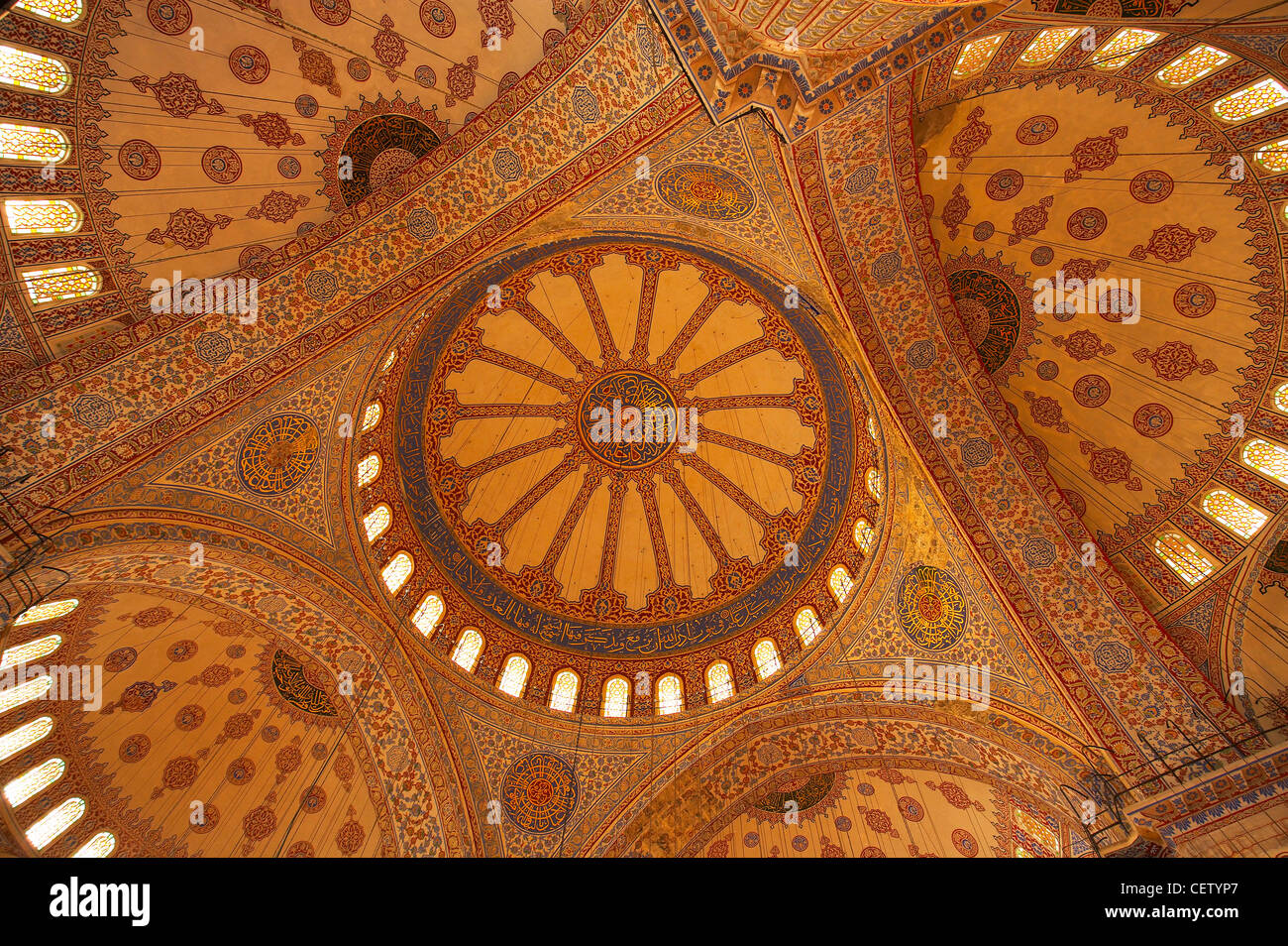 the interior of the domes of the Blue Mosque, Sultanahmet, Istanbul ...