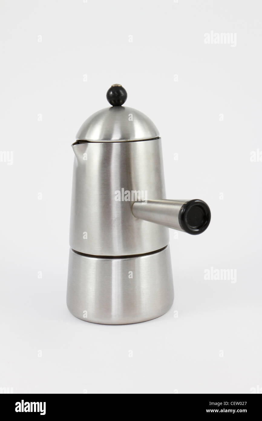 Italian style stove coffee pot on a white background Stock Photo - Alamy