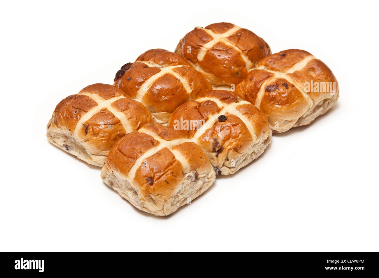 Hot cross buns isolated on a white studio background Stock Photo - Alamy