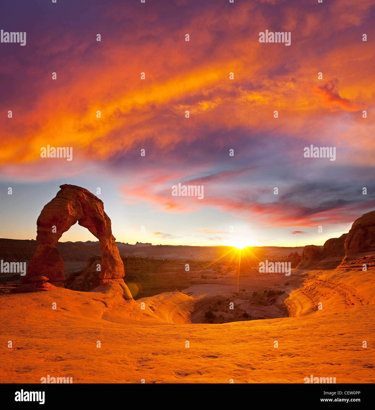 Delicate Arch in USA at sunset Stock Photo - Alamy