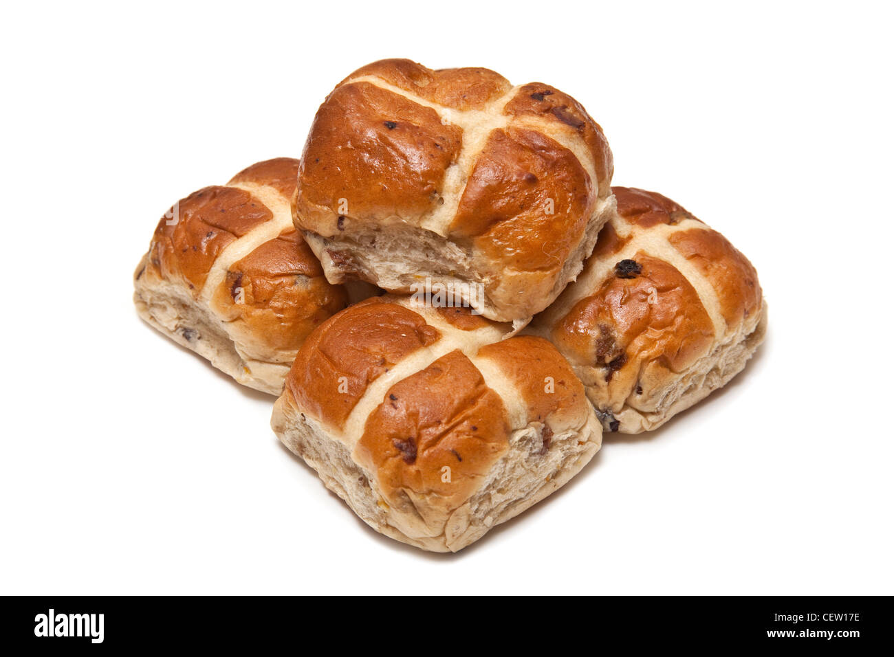 Hot cross buns isolated on a white studio background Stock Photo - Alamy