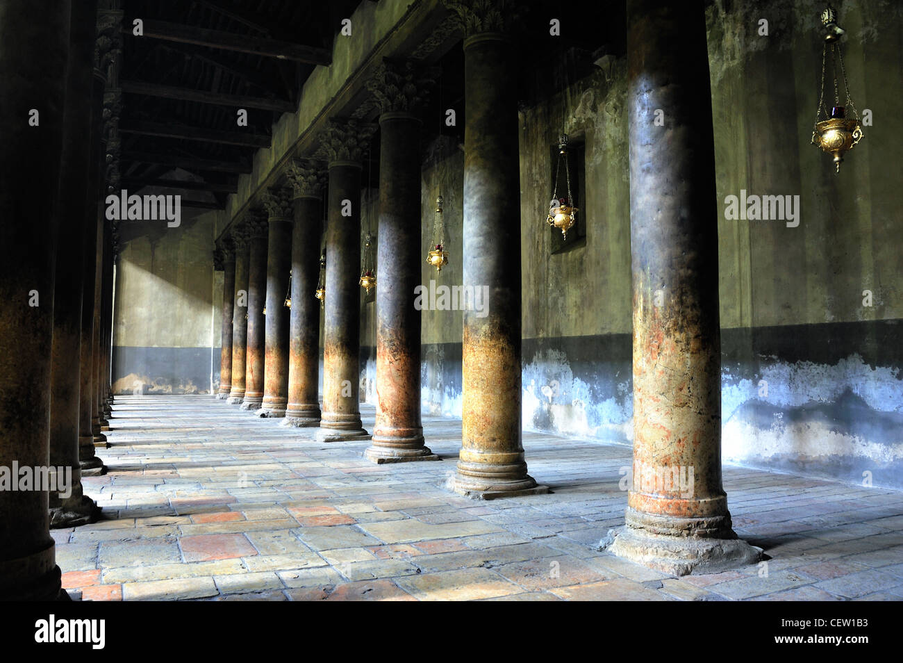 pillars inside The Church Of Nativity,Bethlehem Stock Photo - Alamy