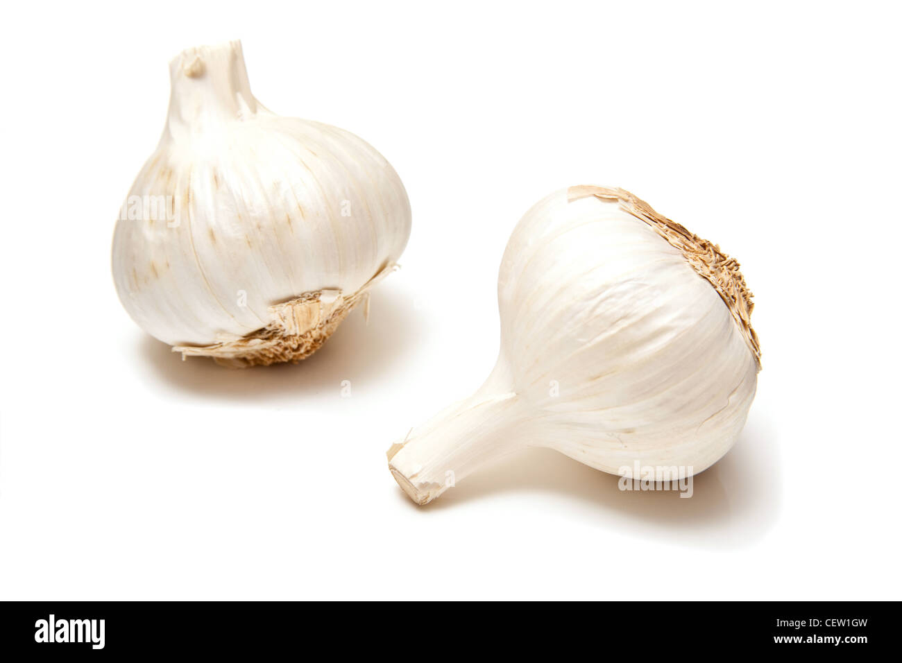 Garlic bulbs isolated on a white studio background Stock Photo - Alamy