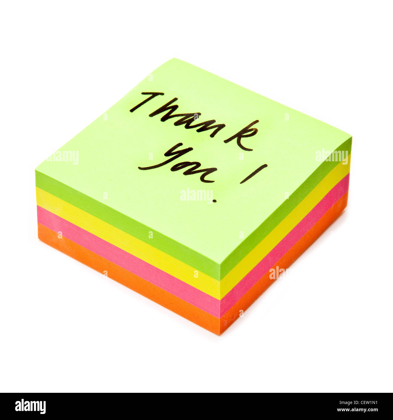 Thank You message on a sticky note pad. isolated on a white studio ...