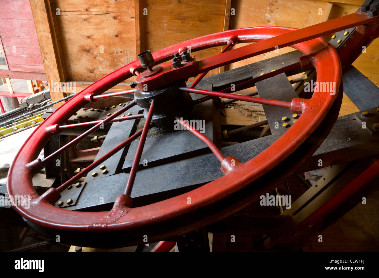 ValparaIso, Chile. South America. Bullwheel changes direction of cable ...