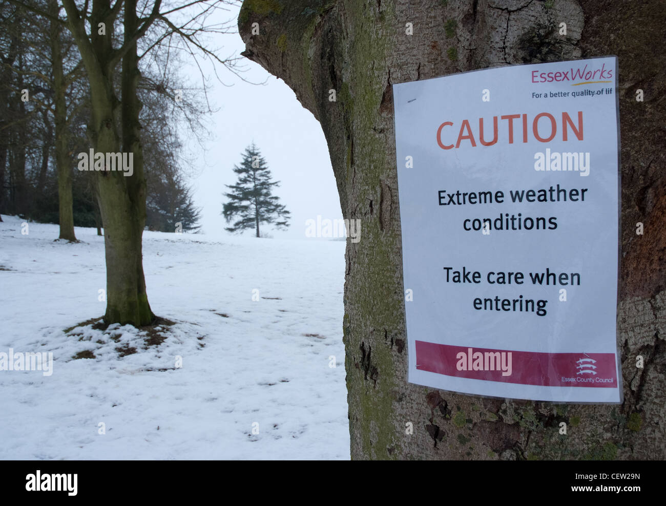 a warning message displayed at the entrance of Weald Country Park Essex ...