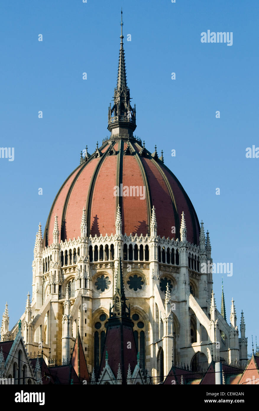 The Parliament Building. Budapest, Hungary. The main tower / cupola ...