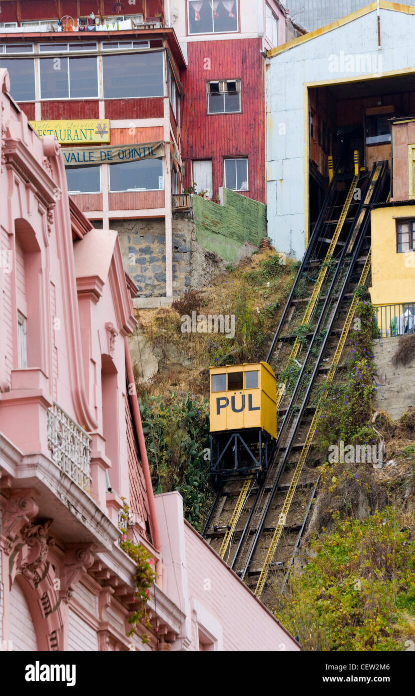 ValparaIso, Chile. South America. Ascensor Espiritu Santo. Funicular ...