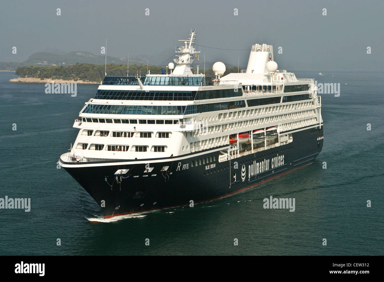Passenger cruise ship Blue Dream arriving Port of Dubrovnik Stock Photo ...