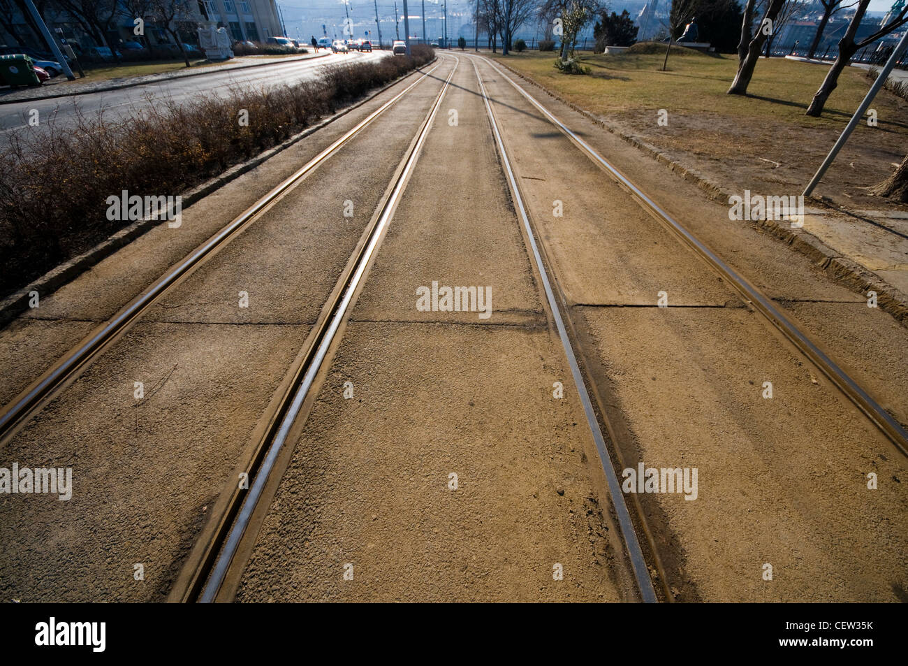 Extreme wide angle tramlines Stock Photo - Alamy