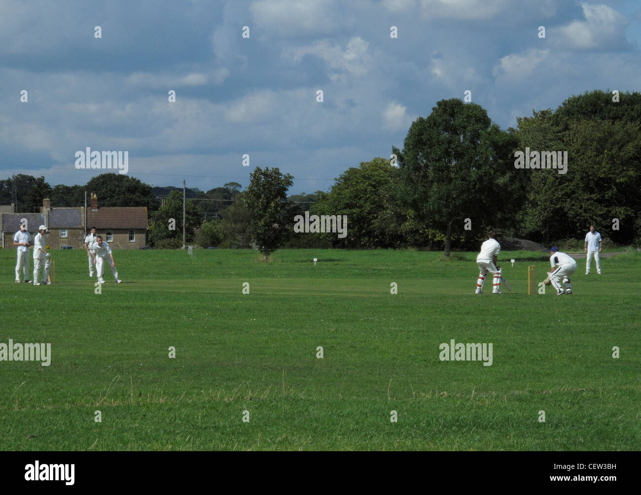 Cricket on the village common in Broughton Gifford Wiltshire England ...