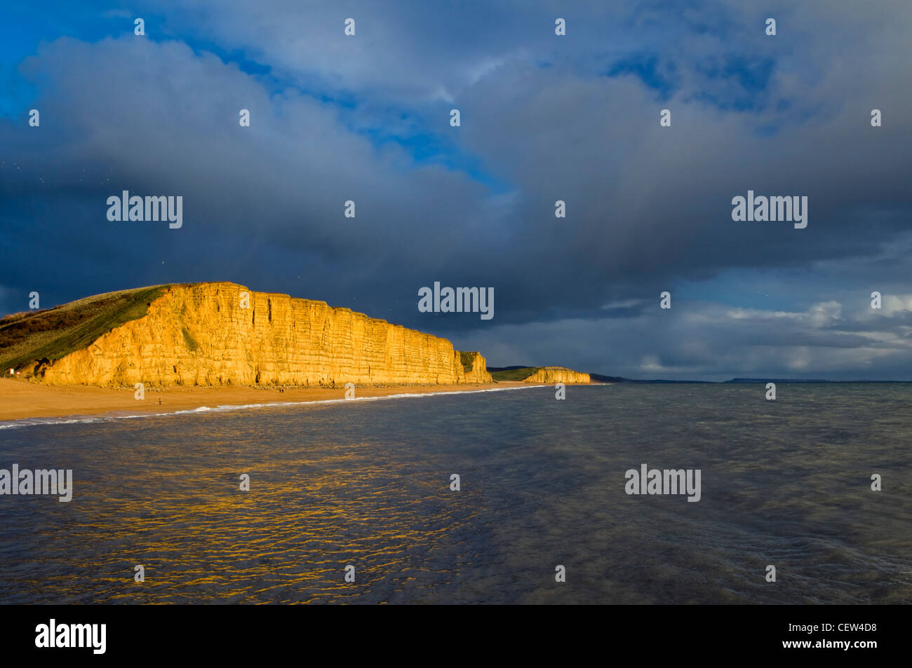 Cliffs, beach and coastline of West Bay on the Jurassic coast dorset ...