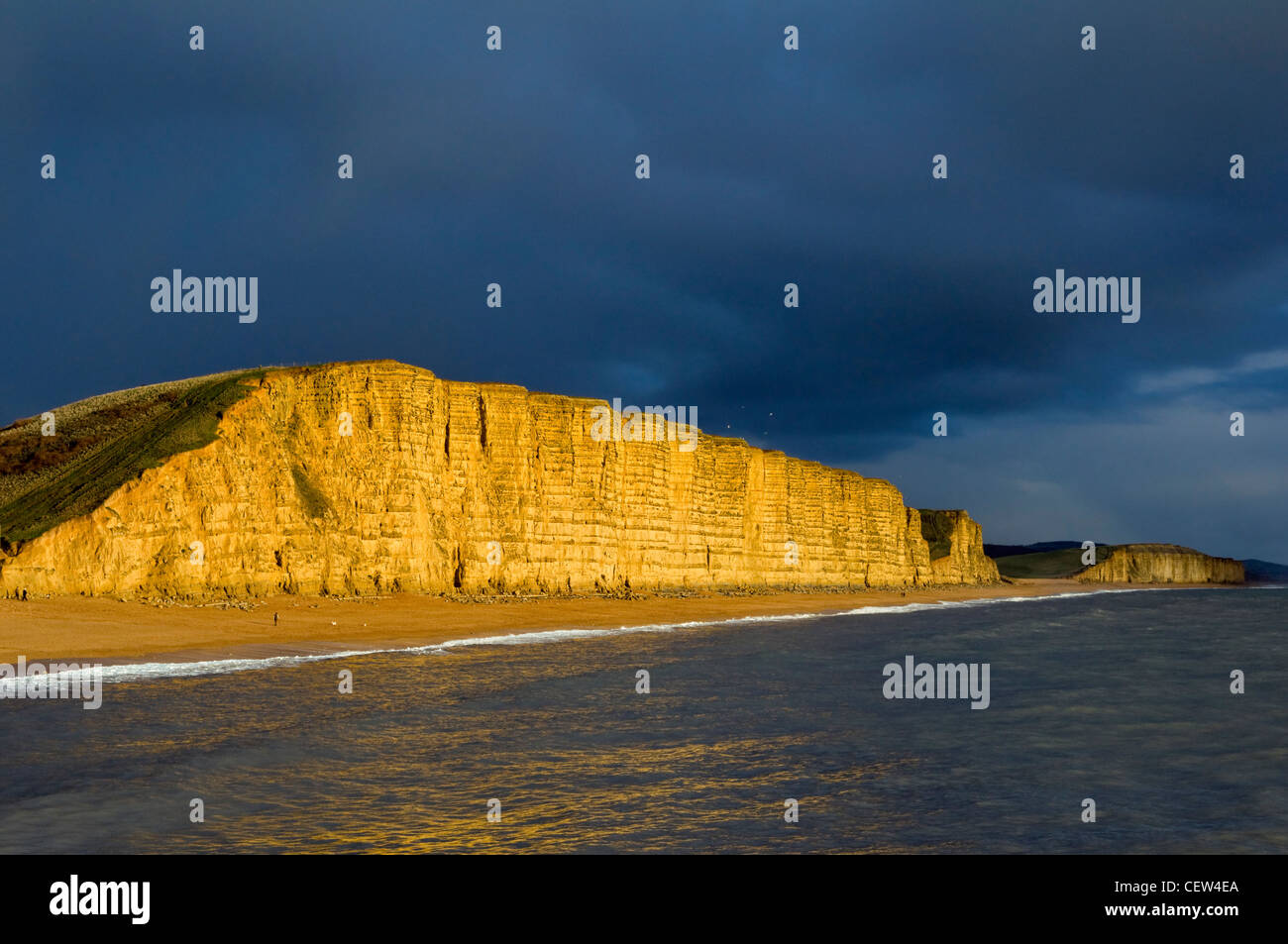 Cliffs, beach and coastline of West Bay on the Jurassic coast dorset ...