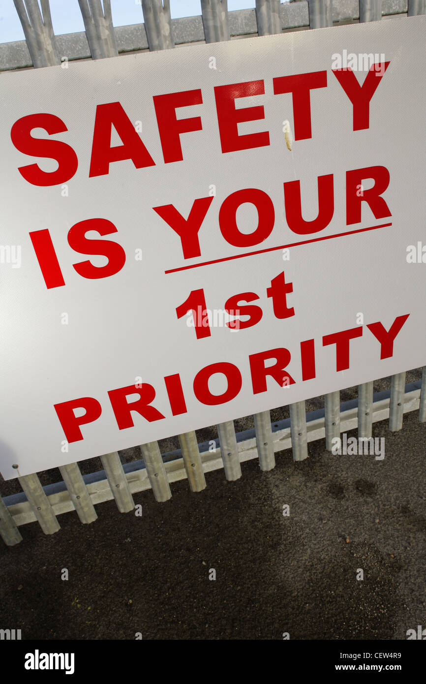 Health and Safety sign on metal gate Stock Photo - Alamy