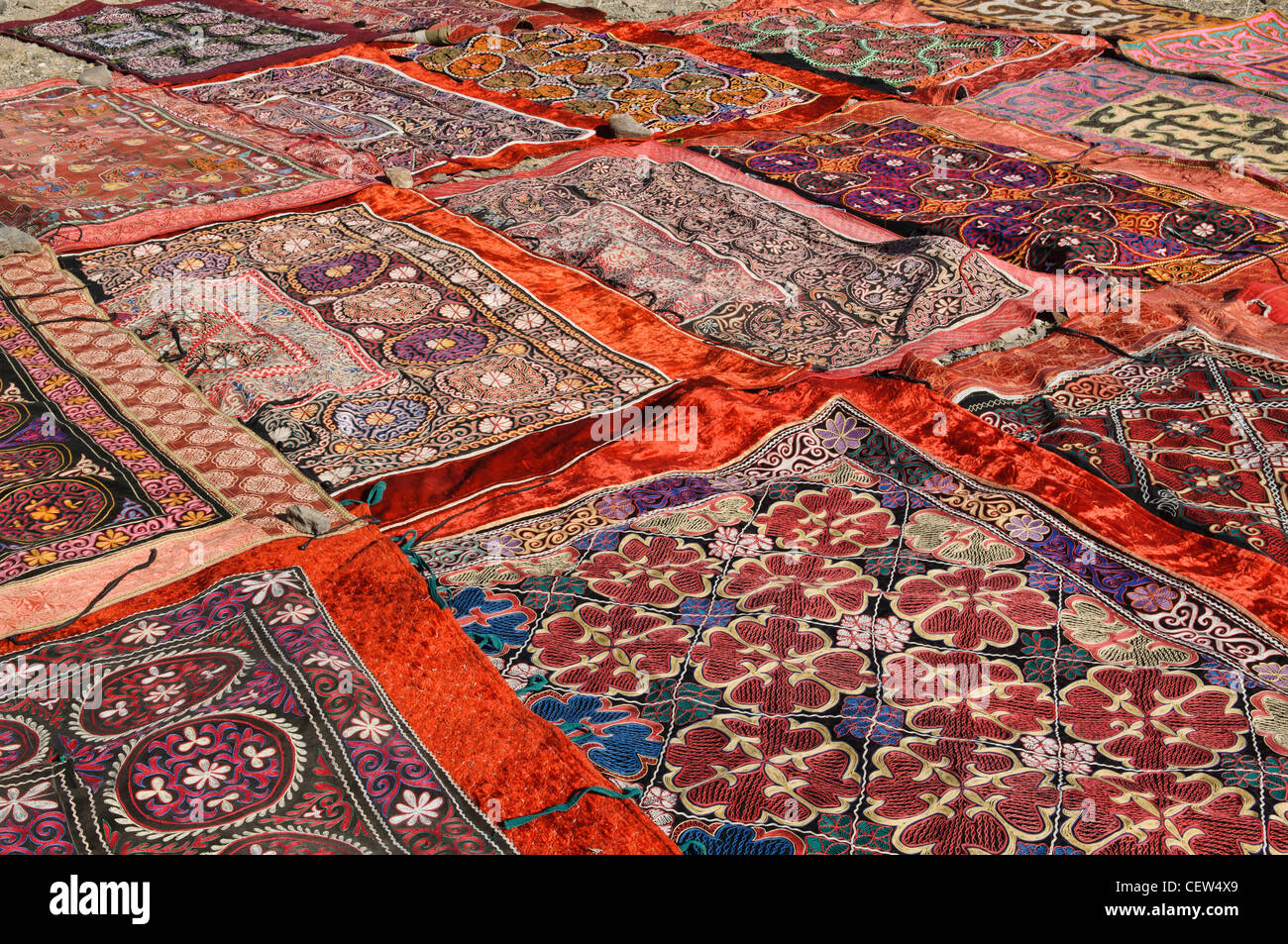 traditional Kazakh rugs for sale at the Eagle Hunter's Festival in ...