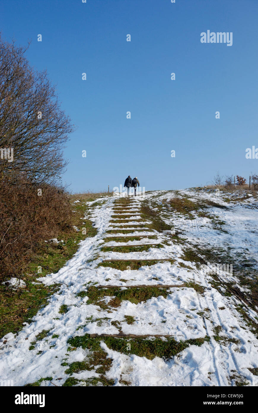 Walkers on Horsenden Hill in Winter, Greenford, London, England Stock ...