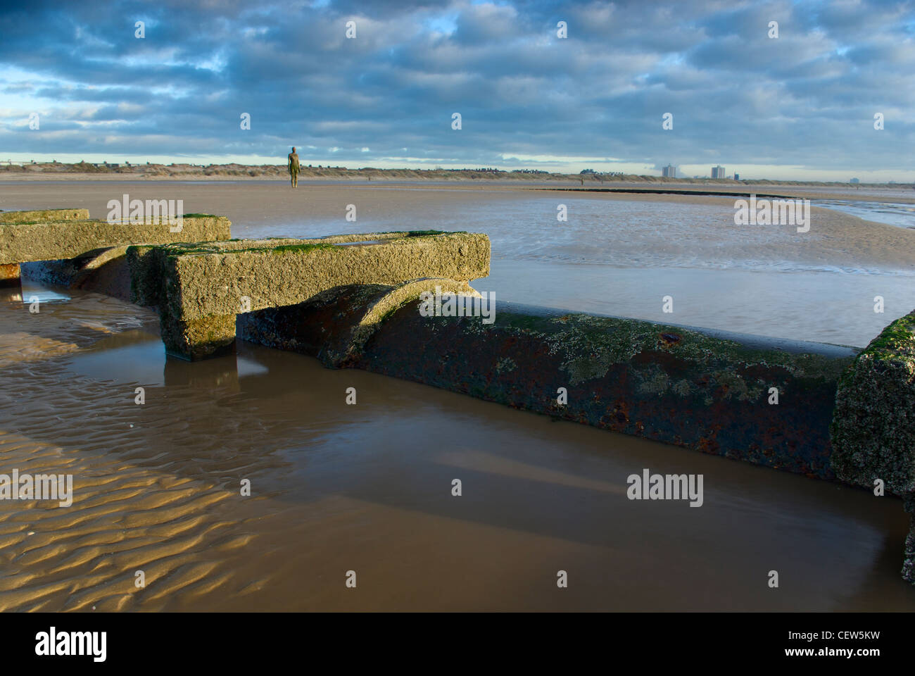 Sunset at Crosby Beach Merseyside Stock Photo - Alamy