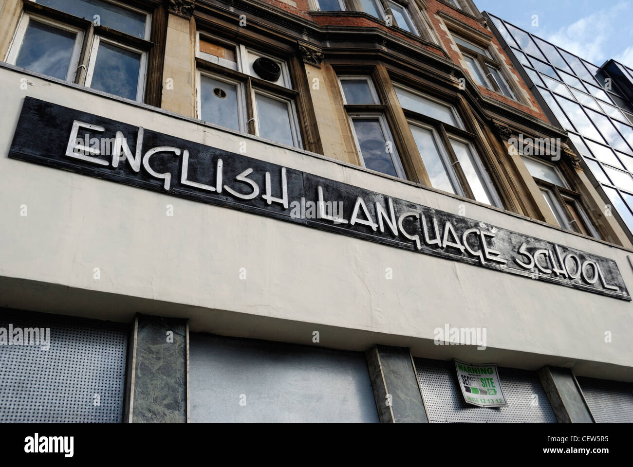 English Language School sign on building exterior, London, England ...