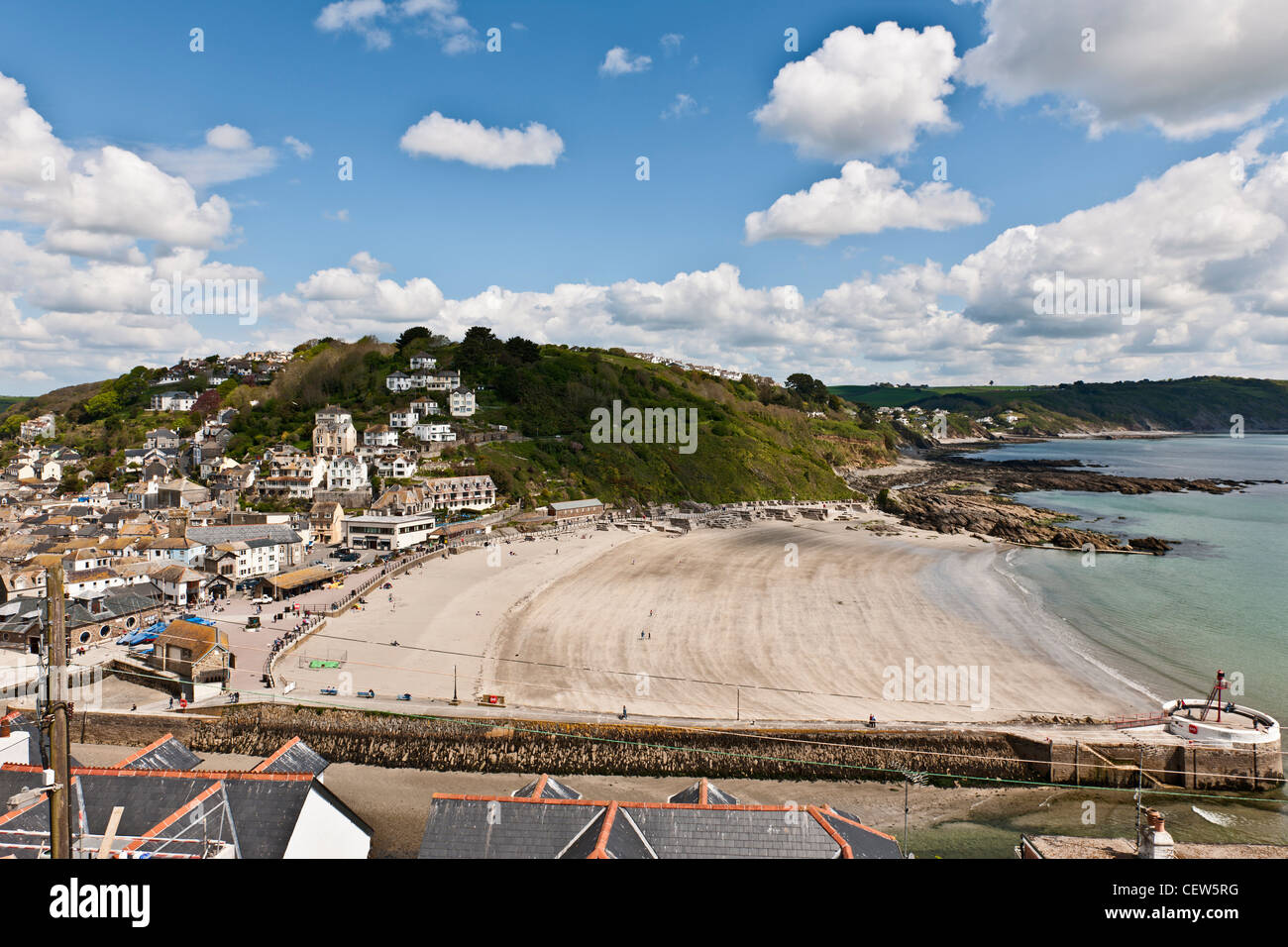 Looe, East Looe Beach, Banjo Pier, Cornwall, Great Britain, UK Stock ...