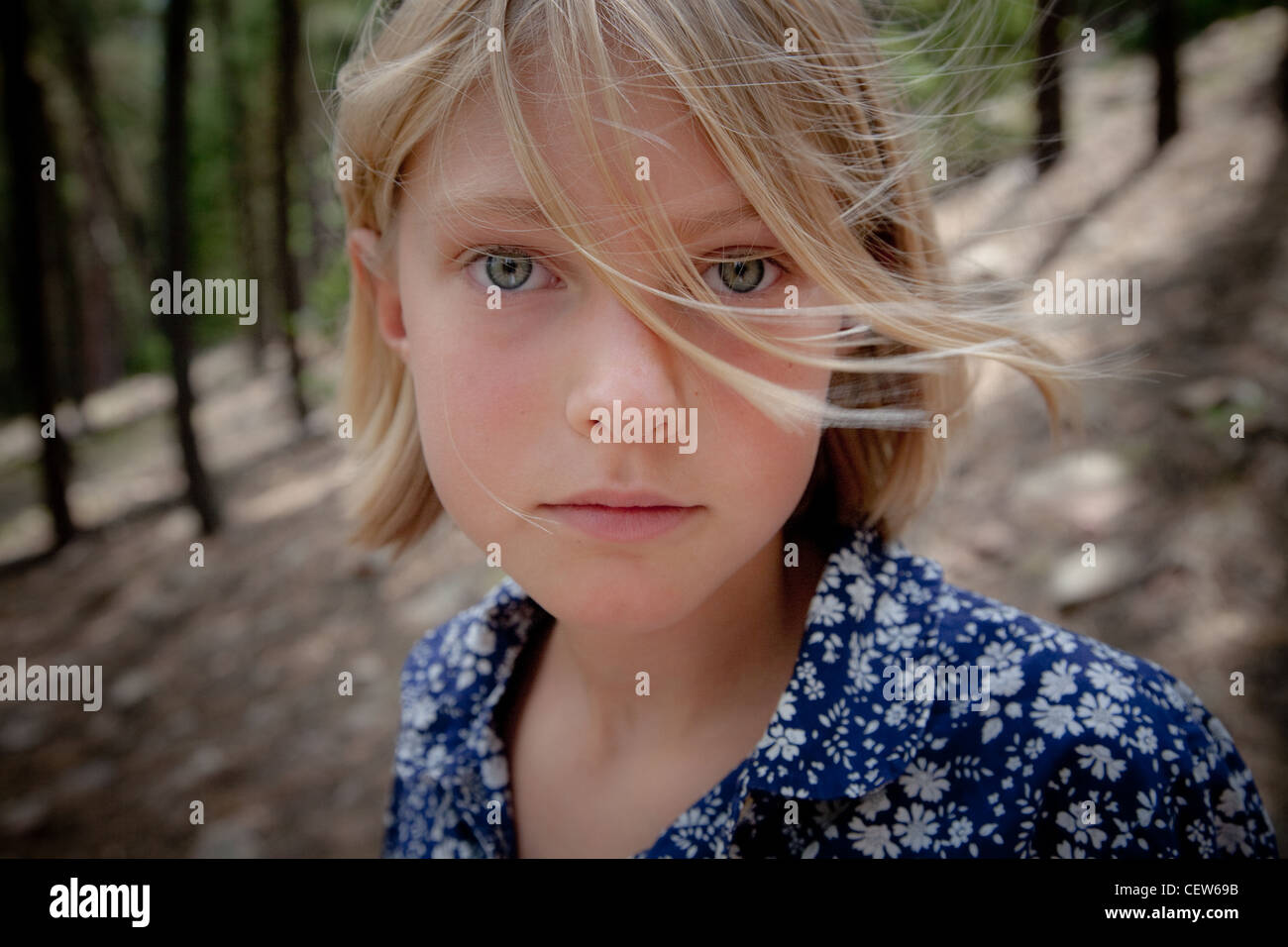 Girl with windblown hair Stock Photo - Alamy