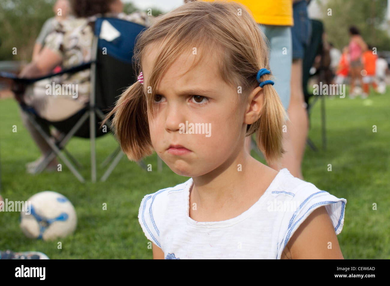 Closeup of six year old girl with a sad face Stock Photo - Alamy