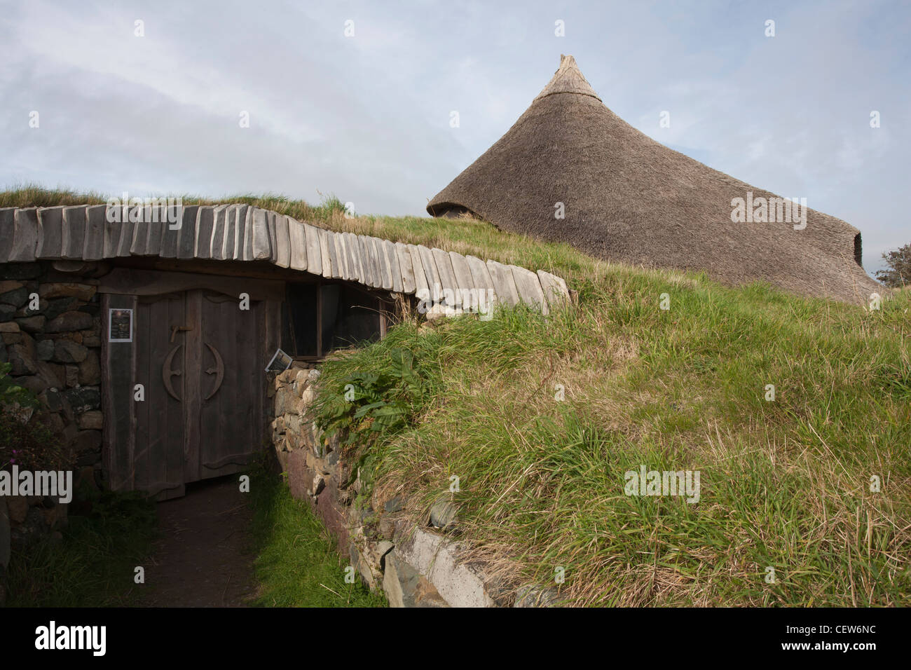A reconstructed traditional Iron Age roundhouse, North Wales Stock ...