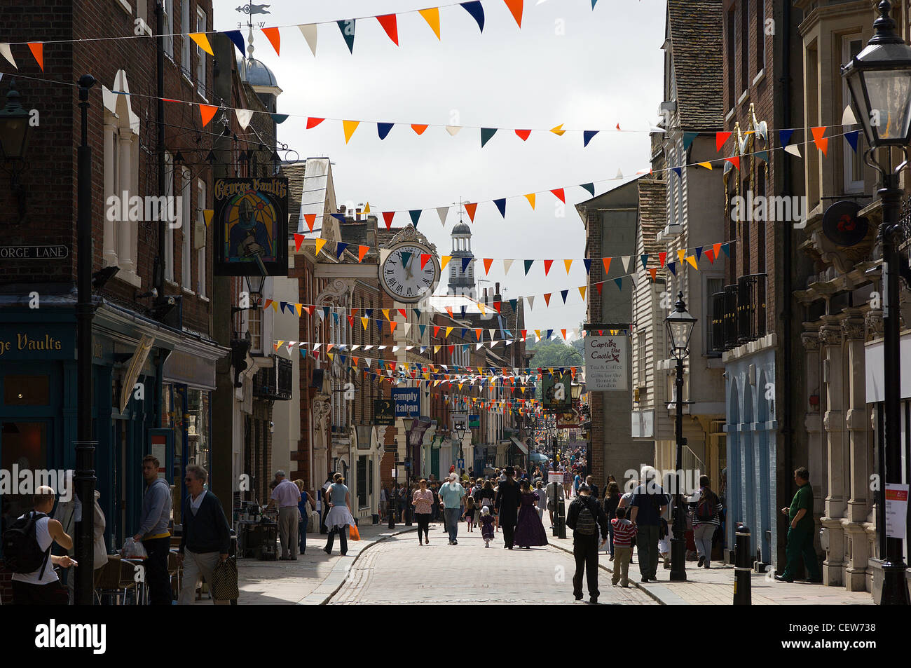 The High Street in Rochester, Kent, a town with many historical ...