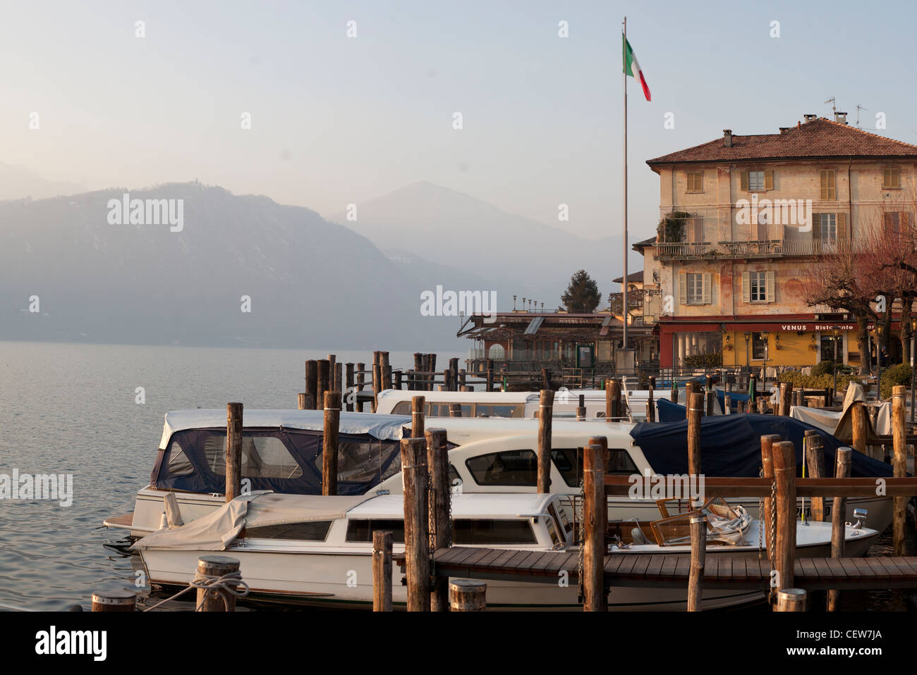 Orta San Giulio Lake Port with little board, Novara Stock Photo - Alamy