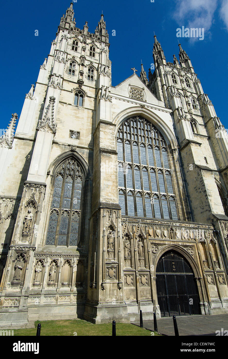 The lovely stonework of the west facade of Canterbury Cathedral in ...