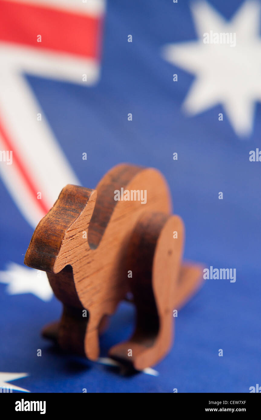 Australian flag and toy kangaroo icons Stock Photo - Alamy