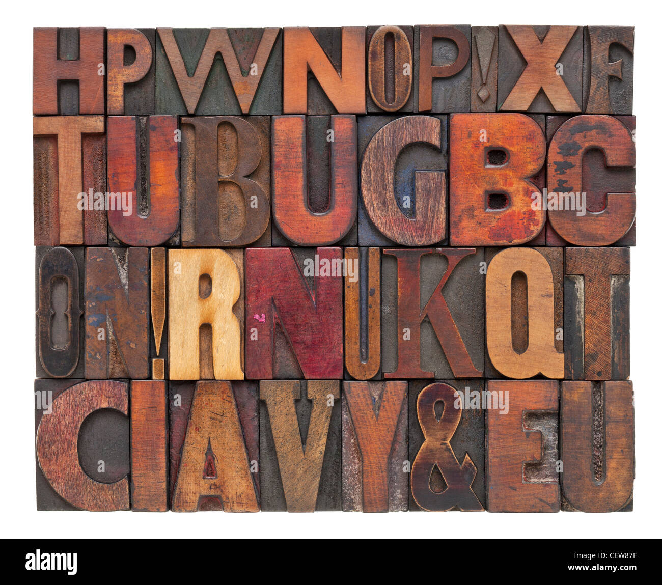 random alphabet letters - vintage letterpress wood type, different size ...