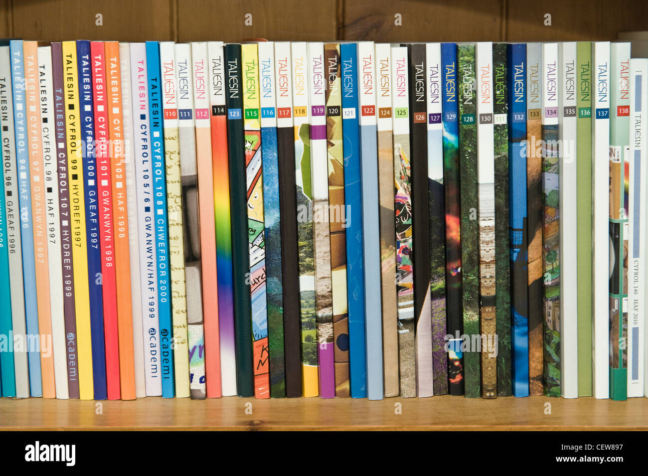 Welsh language literature magazine TALIESIN in bookcase Stock Photo - Alamy