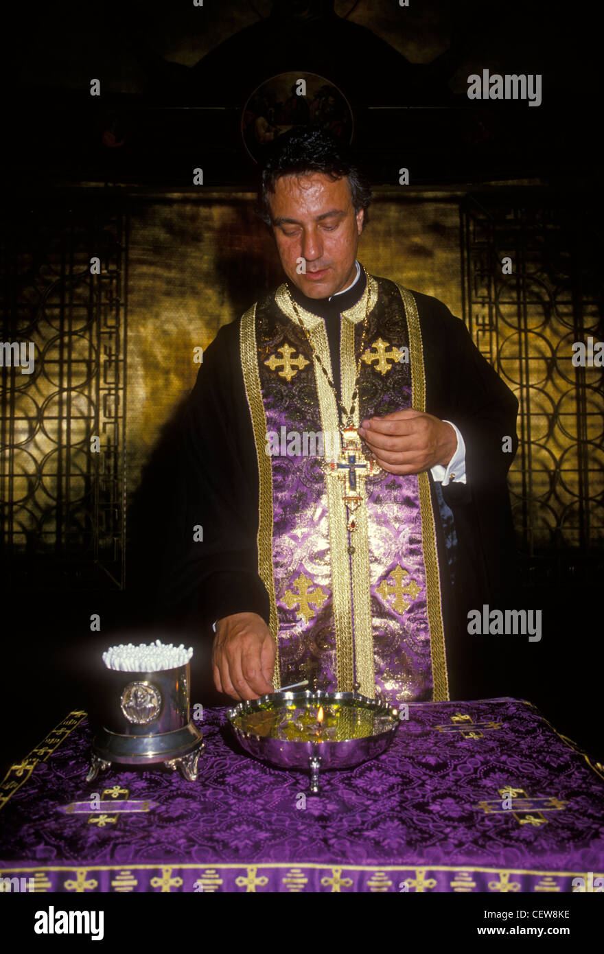 Greek Orthodox priest, Holy Unction, Holy Week, Annunciation Cathedral ...