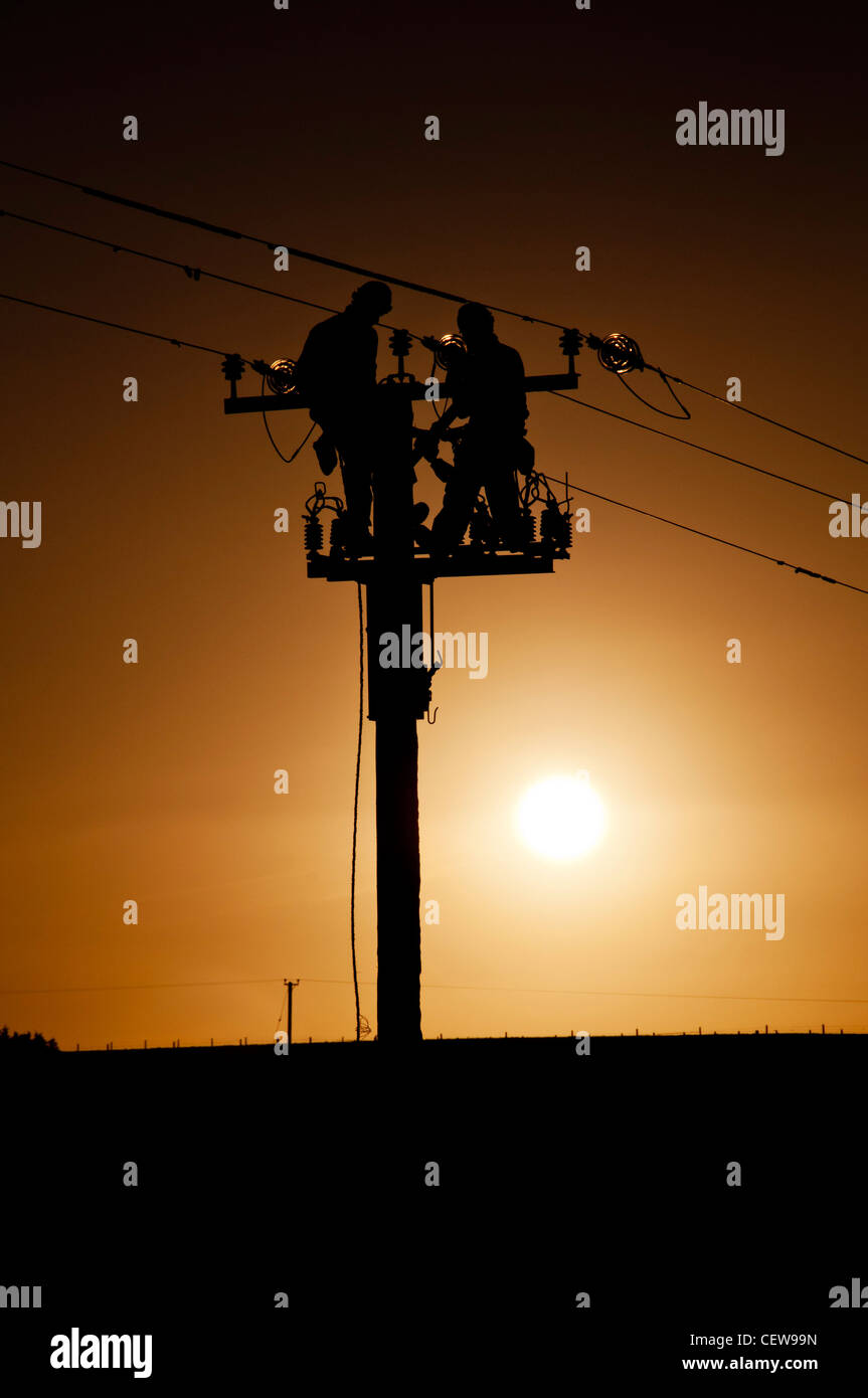Power Line repair after cable break Stock Photo - Alamy