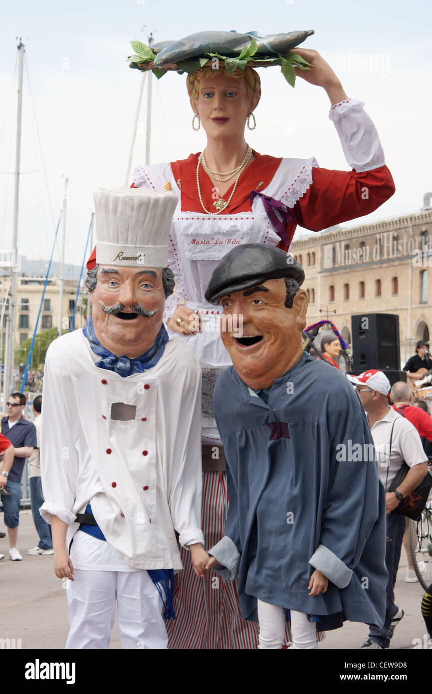 Catalan Gegants and Capgros figures in Barcelona Stock Photo - Alamy