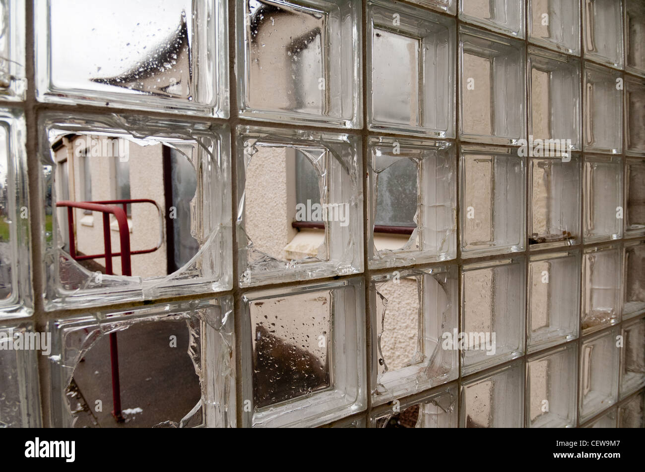 Abandoned public building showing signs of decay and vandalism Stock ...