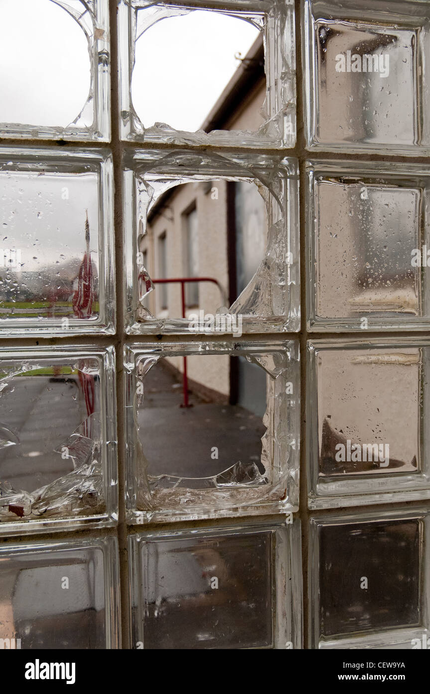 Abandoned public building showing signs of decay and vandalism Stock ...