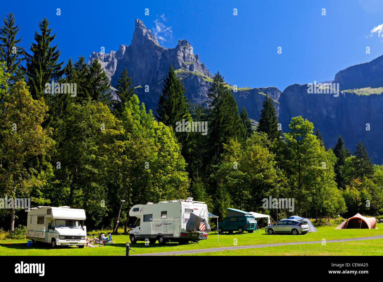 Limestone mountain peaks at Sixt Fer a Cheval near Samoens in the ...
